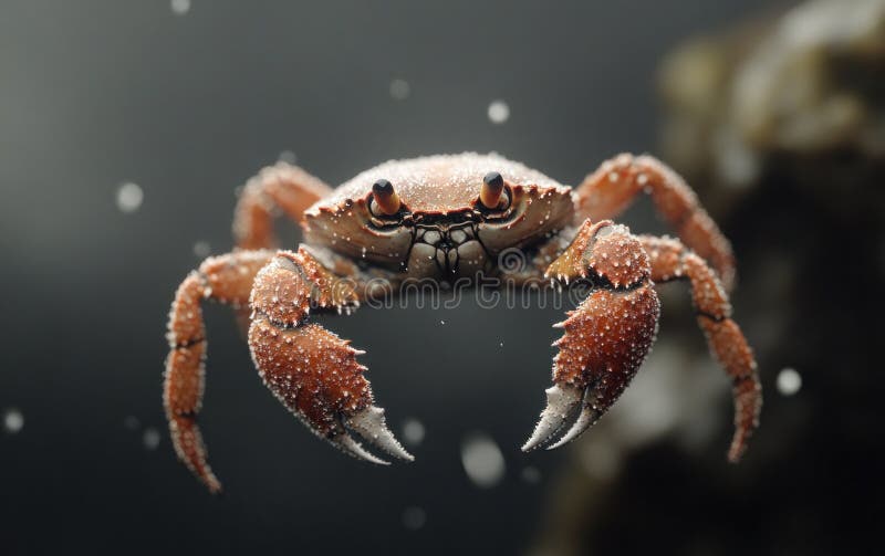 Reddish Brown Crab Swimming Underwater Close Up Stock Illustration ...