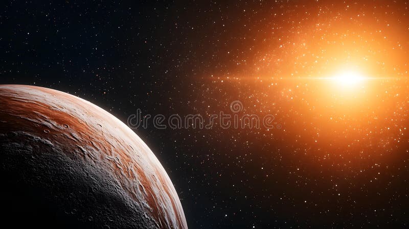 A Reddish-brown Planet, Possibly Mars, is Partially Visible in the ...