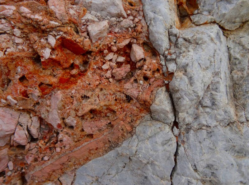 Reddish Conglomerate Rock Grains Texture on Rough Surface Stock Image ...