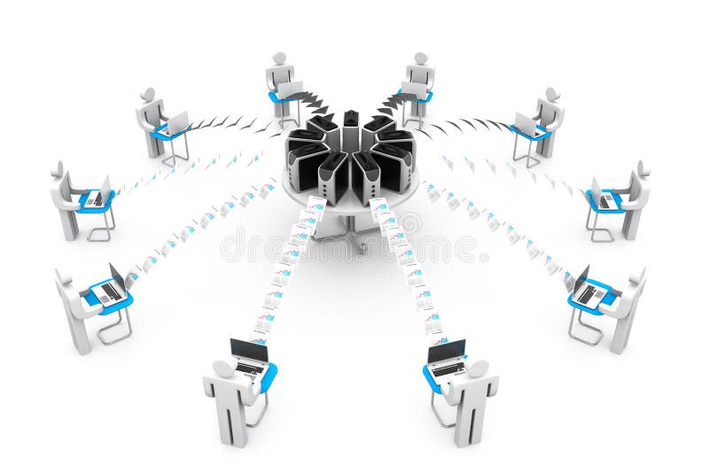 Rede Informática Com Partilha De Dados Ilustração Stock - Ilustração de ...