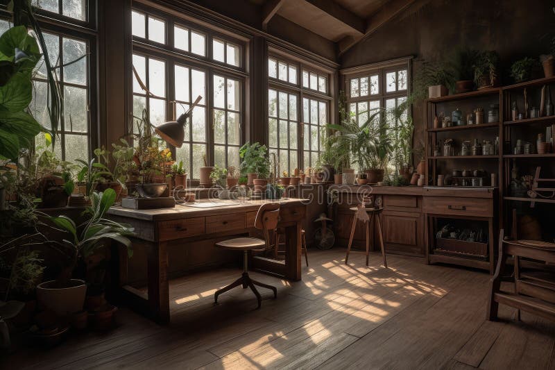 Redefining the Workplace with Generative AI: Office Wood Design Stock ...