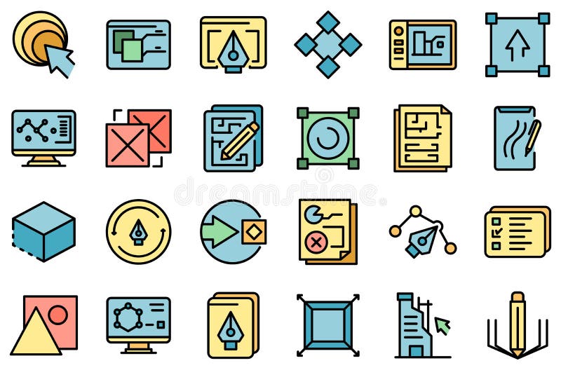 Redesign Icons Set Vector Flat Stock Illustration - Illustration of ...