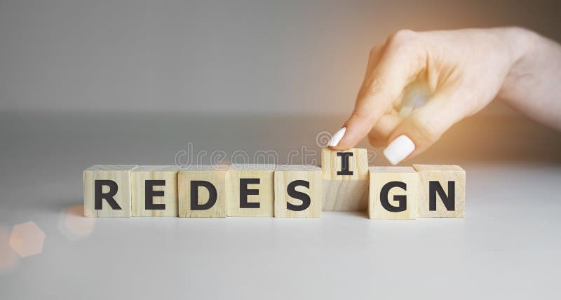 REDESIGN Word Made with Building Blocks, Restart Concept Stock Image ...
