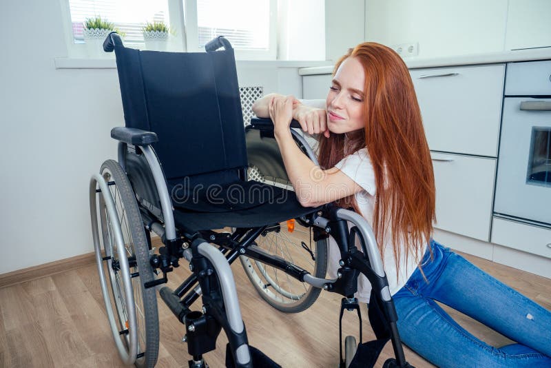 Confident Happy Redhaired Ginger Businesswoman Student in Wheelchair ...