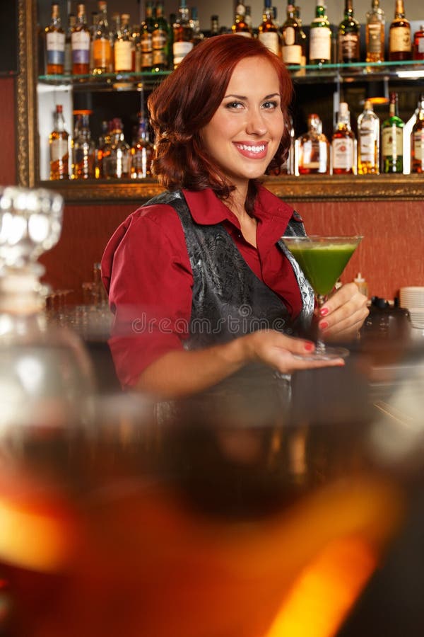 Redhead barmaid stock photo. Image of female, caucasian - 36552506