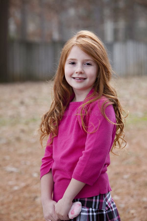 Redhead child outdoors stock image. Image of hair, female - 12160927