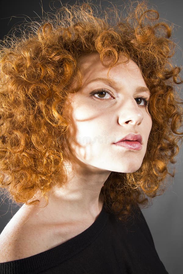 Redhead Curly Young Woman Stock Image Image Of Sensuality 80141531