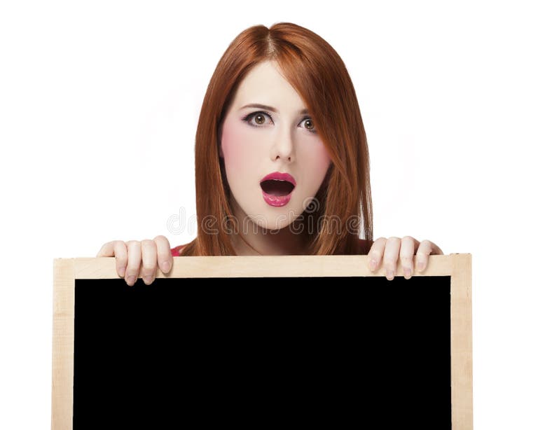 Redhead Student with Blackboard. Stock Photo - Image of math, formula ...