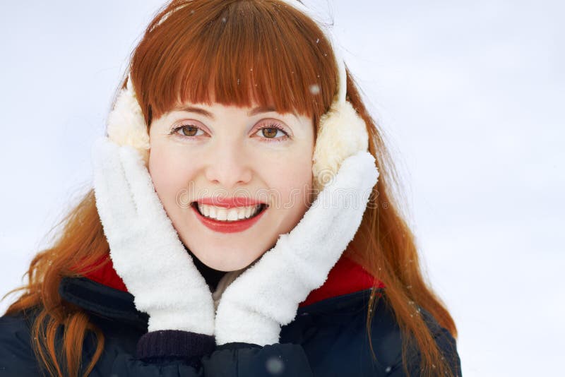 Redhead winter woman stock photo. Image of closeup, beautiful - 62151070