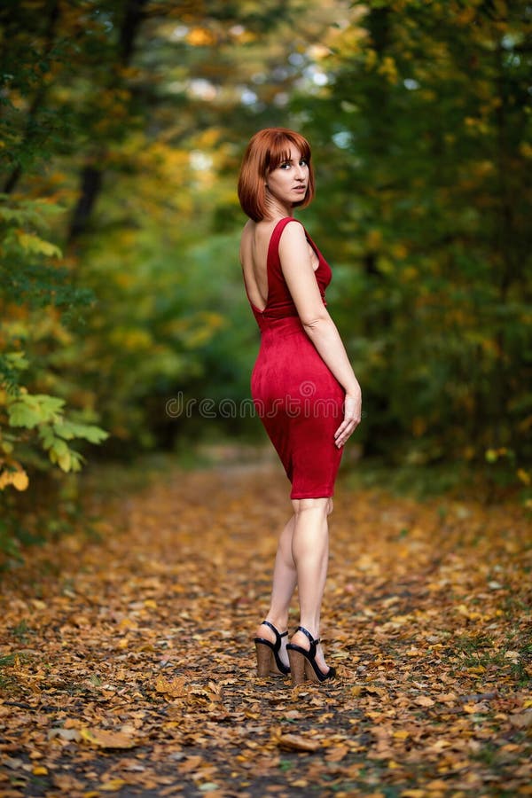Sensual Redhead Outdoors Autumn S Warm Embrace Stock Image Image Of Park Leaf 300771435