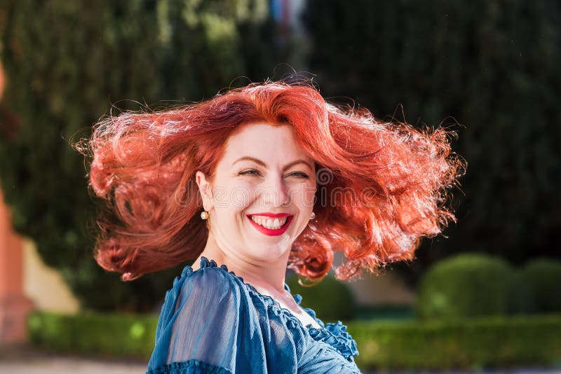 Redheaded Woman Turns Her Head Stock Image - Image of beauty, look ...