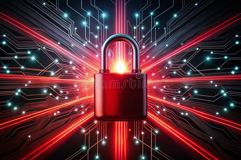 RedHot Cybersecurity Threat a Glowing Padlock Symbolizes Data Breach ...