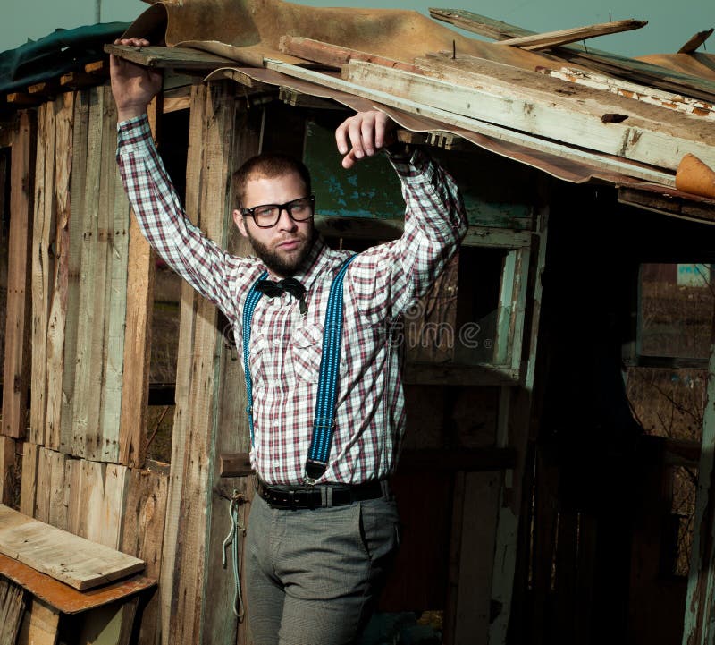 Redneck nerd man stock image. Image of bowtie, outdoor - 39865695