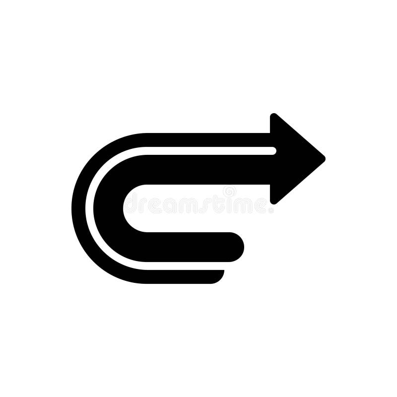 Black Solid Icon for Redo, Signaling and Turn Stock Illustration ...