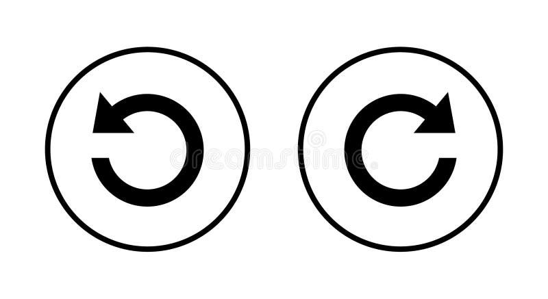 Redo and Undo Icon Vector. Circular Arrow Symbol Isolated on Circle ...
