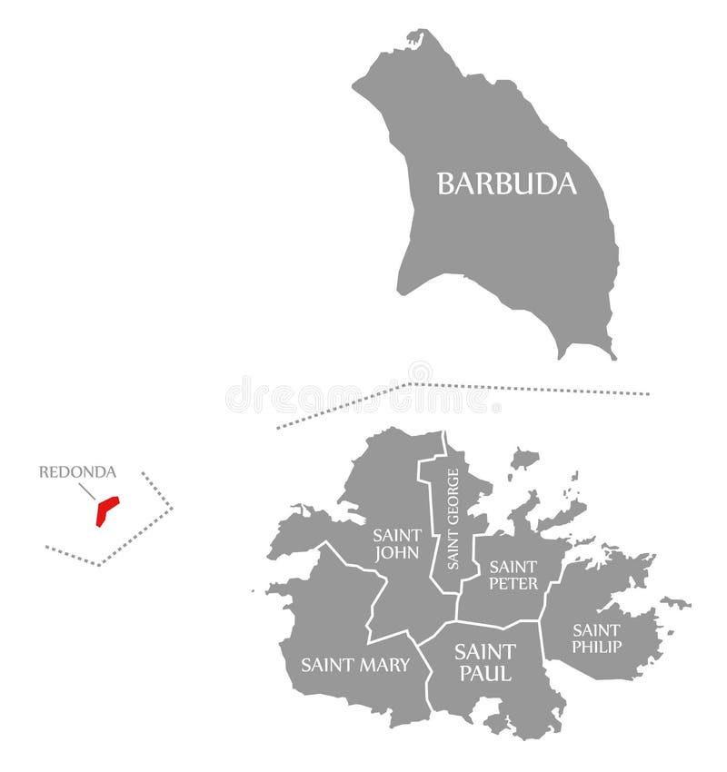 Redonda Red Highlighted in Map of Antigua and Barbuda Stock ...