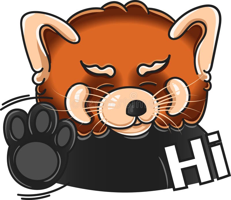 Red panda hi hello stock vector. Illustration of panda - 248138655