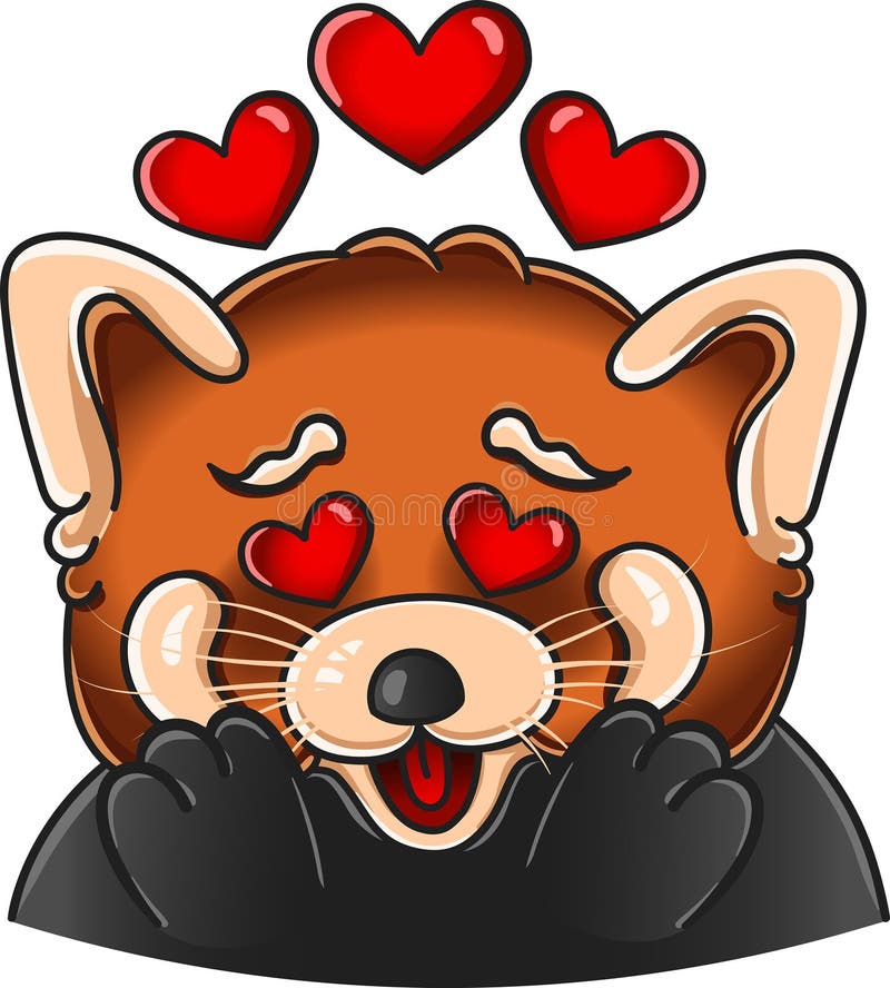 Red panda love heart stock vector. Illustration of express - 248138667