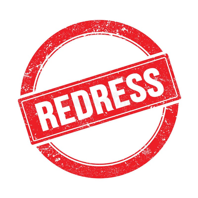 REDRESS Text on Red Grungy Round Stamp Stock Illustration ...