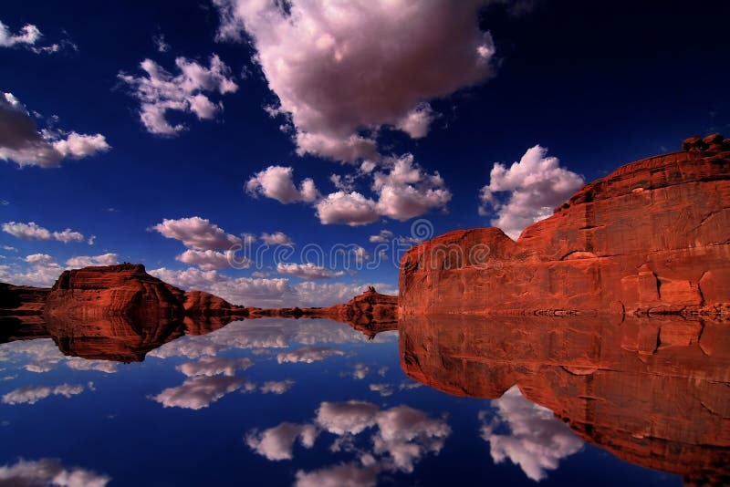 Balanced Rock Reflection Arches National Park Utah Stock Image - Image ...