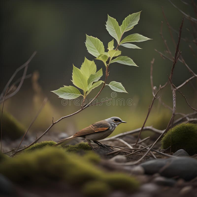 Redstart, Lanius Ruficollis in the Forest. Generative Ai Stock ...