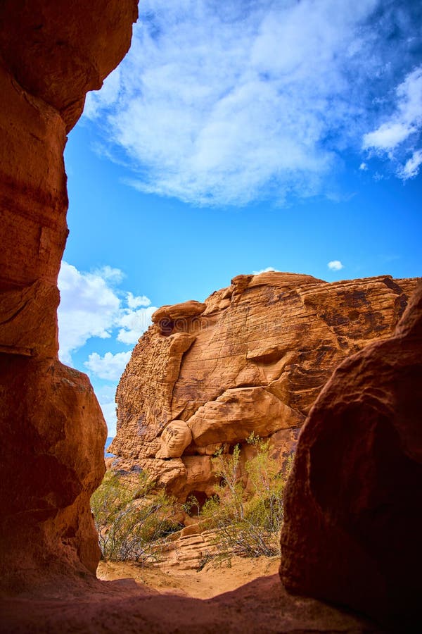 Redstone Dune Sandstone Cliffs with Desert Pathway Perspective Stock ...