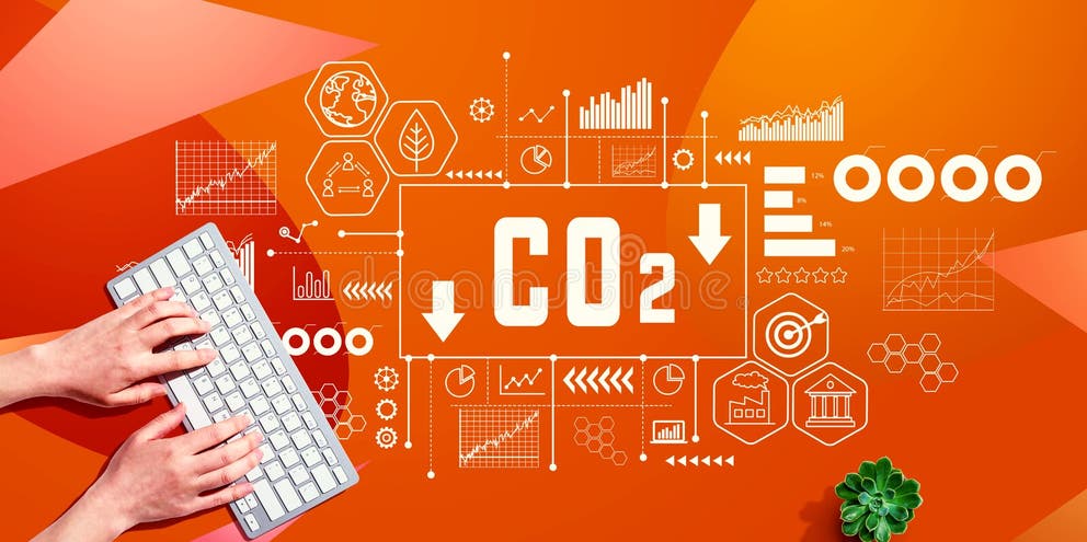 Reduce CO2 Theme with Person Using Computer Keyboard Stock Image ...