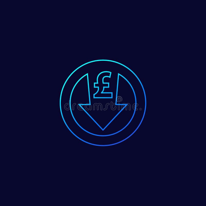 Reduce Costs Icon with Pound, Linear Stock Vector - Illustration of ...