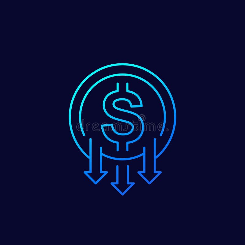 Reduce Costs Icon, Price Reduction, Linear Stock Vector - Illustration ...