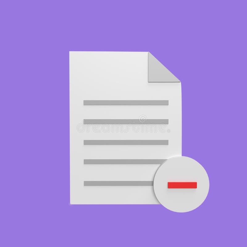 Reduce Document 3d Icon Model Cartoon Style Concept. Render ...
