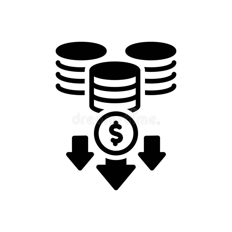 Black Solid Icon for Reduce Expenses, Reduce and Money Stock ...