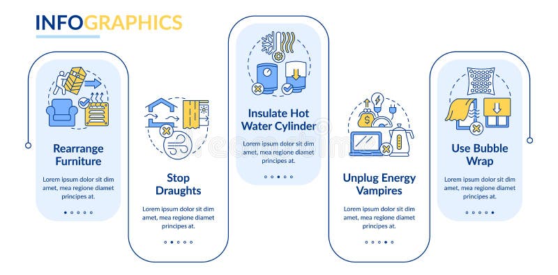 Reduce Home Heat Loss Rectangle Infographic Template Stock Vector ...