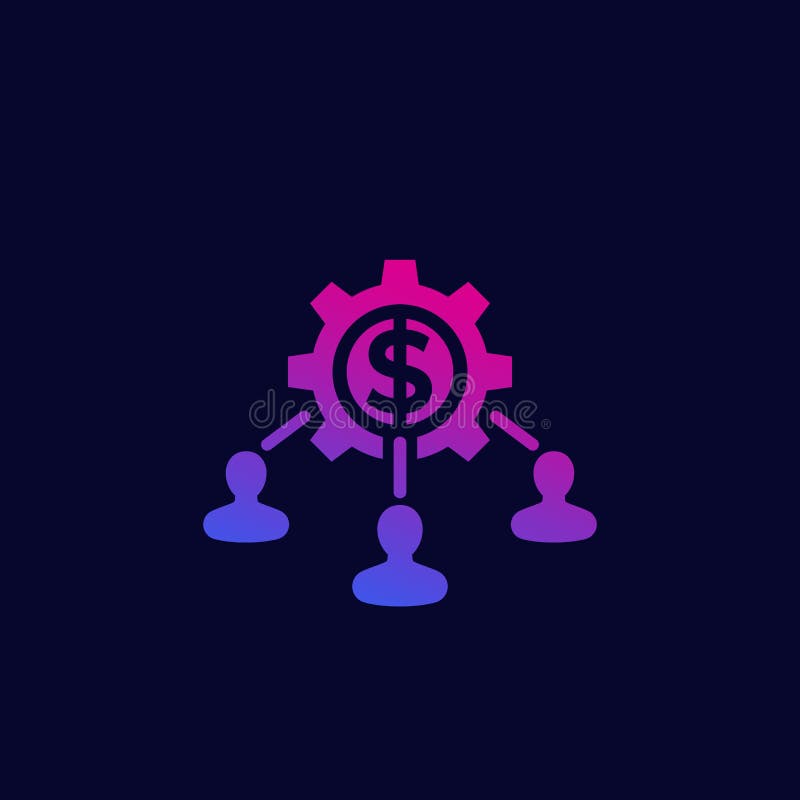 Reduce Labor Costs Line Icon with Workers Stock Vector - Illustration ...