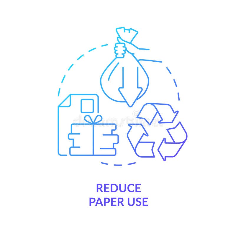 Reduce Paper Use Blue Gradient Concept Icon Stock Vector - Illustration ...