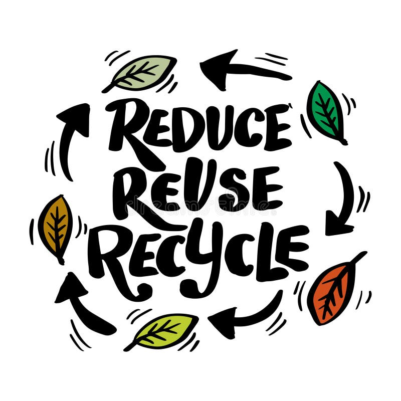 Reduce Reuse Recycle. Hand Drawn Lettering Poster Stock Vector ... Reduce Reuse Recycle. Hand Drawn Lettering Poster Stock Vector ...
