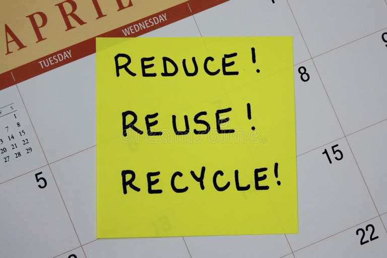 Reduce, Reuse, Recycle Note Stock Image - Image of april, yellow: 22631325