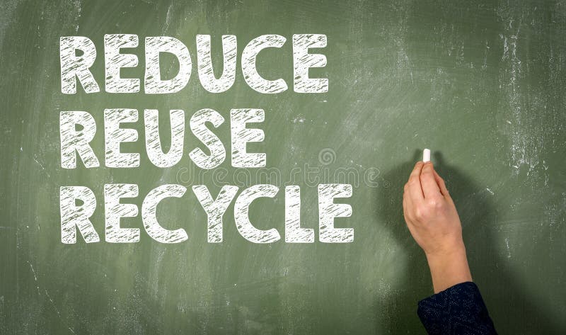 Reduce Reuse Recycle. Text on a Green Chalk Board Stock Image - Image ...