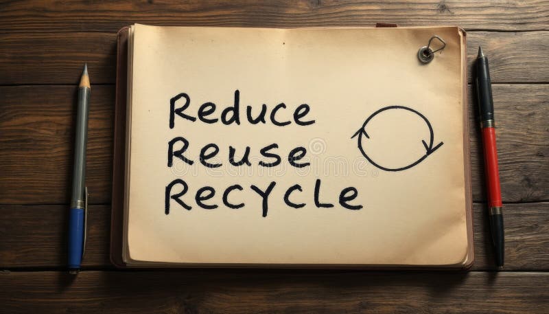 Reduce Reuse Repair Recycle Repeat Written in Notebook Stock ...