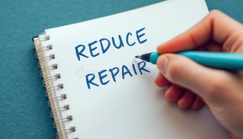 Reduce Reuse Repair Recycle Repeat Written in Notebook Stock ...