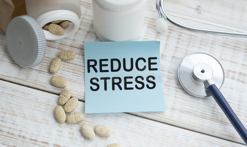 Reduce Stress Text Concept Write on Paper with Stethoscope Stock ...
