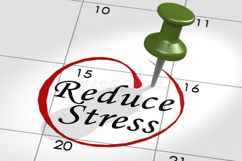 Reduce Stress Word Marked on Calendar with Push Pin Stock Illustration ...