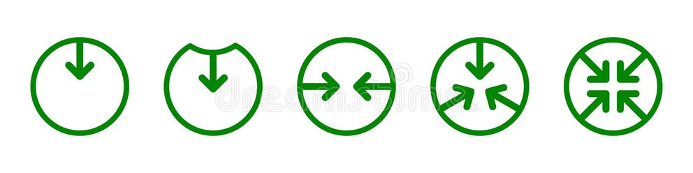 Reduce Symbol Icon Set in Green Color. Reduce Recycle Compress Symbol ...