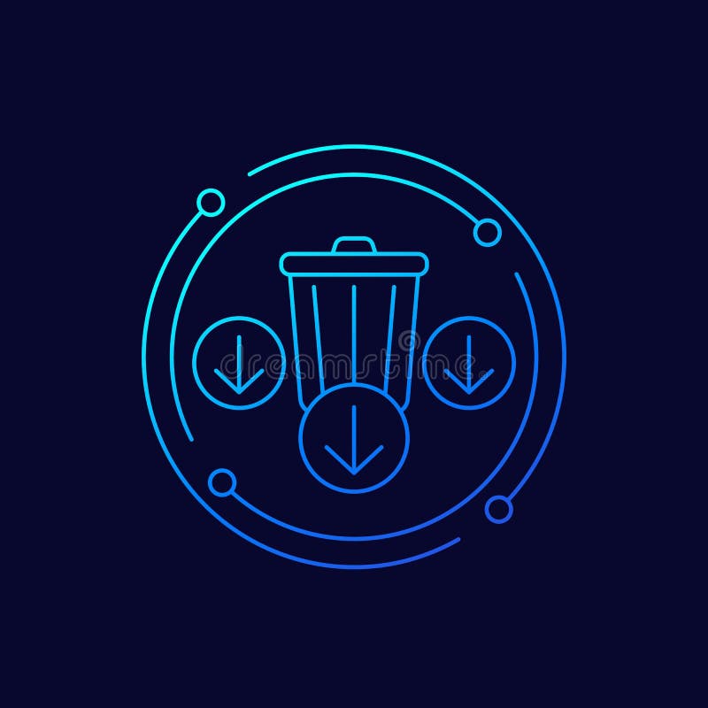 Reduce Waste Line Vector Icon with a Trash Bin Stock Vector ...