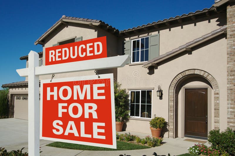 Reduced - Home for Sale Sign Stock Photo - Image of expensive, building ...