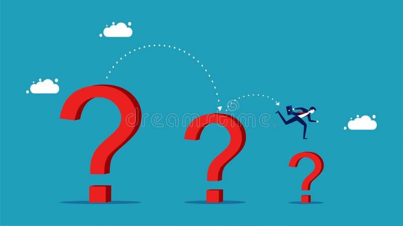 Reduced Problems. Businessmen Run on Shrinking Question Marks Stock ...