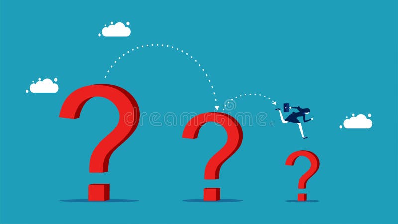 Reduced Problems. Businesswomen Run on Shrinking Question Marks Stock ...