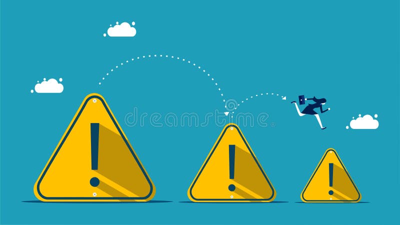 Reduced Problems. Businesswomen Run on Smaller Exclamation Points Stock ...