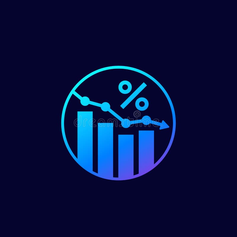 Reduced rate, decline icon stock illustration. Illustration of decrease ...