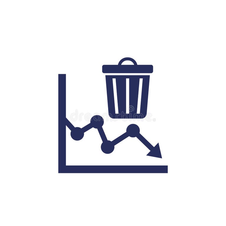 Reducing Waste Icon with a Chart and Trash Bin Stock Vector ...