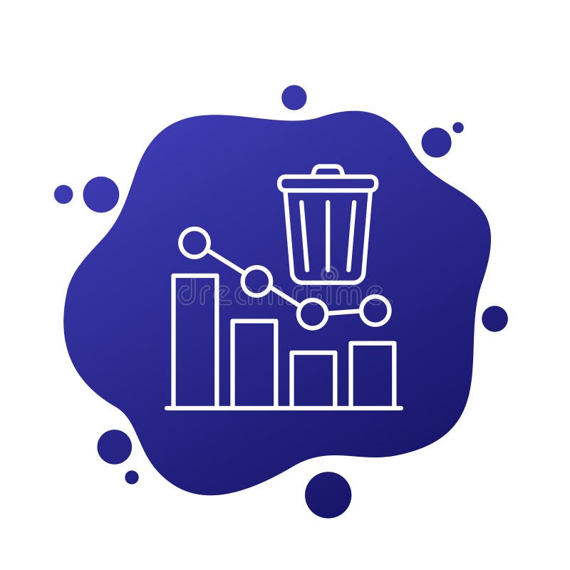Reducing Waste Icon with a Chart and Trash Bin Stock Vector ...
